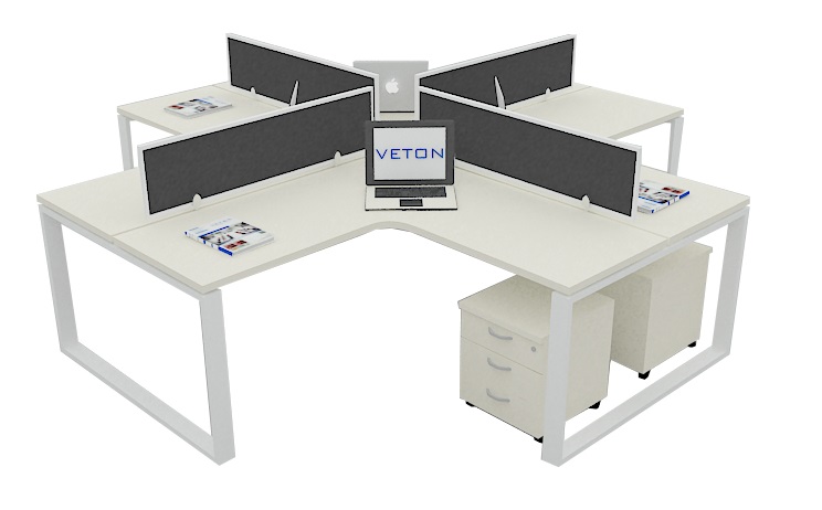 PROWORK-4 L-SHAPE WORKSTATION FOR CLUSTER OF 4